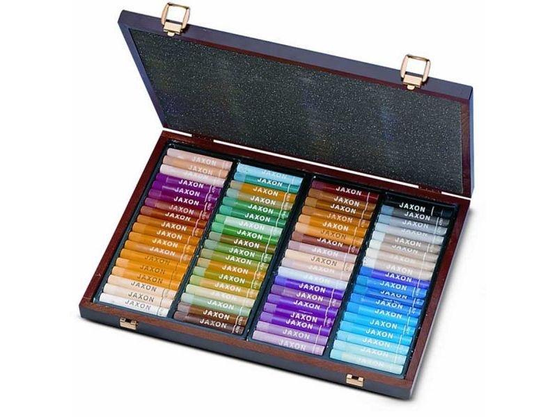 Ölpastellkreide Jaxon mahagonifarbener Holzkoffer mit 72 Kreiden kaufen ...